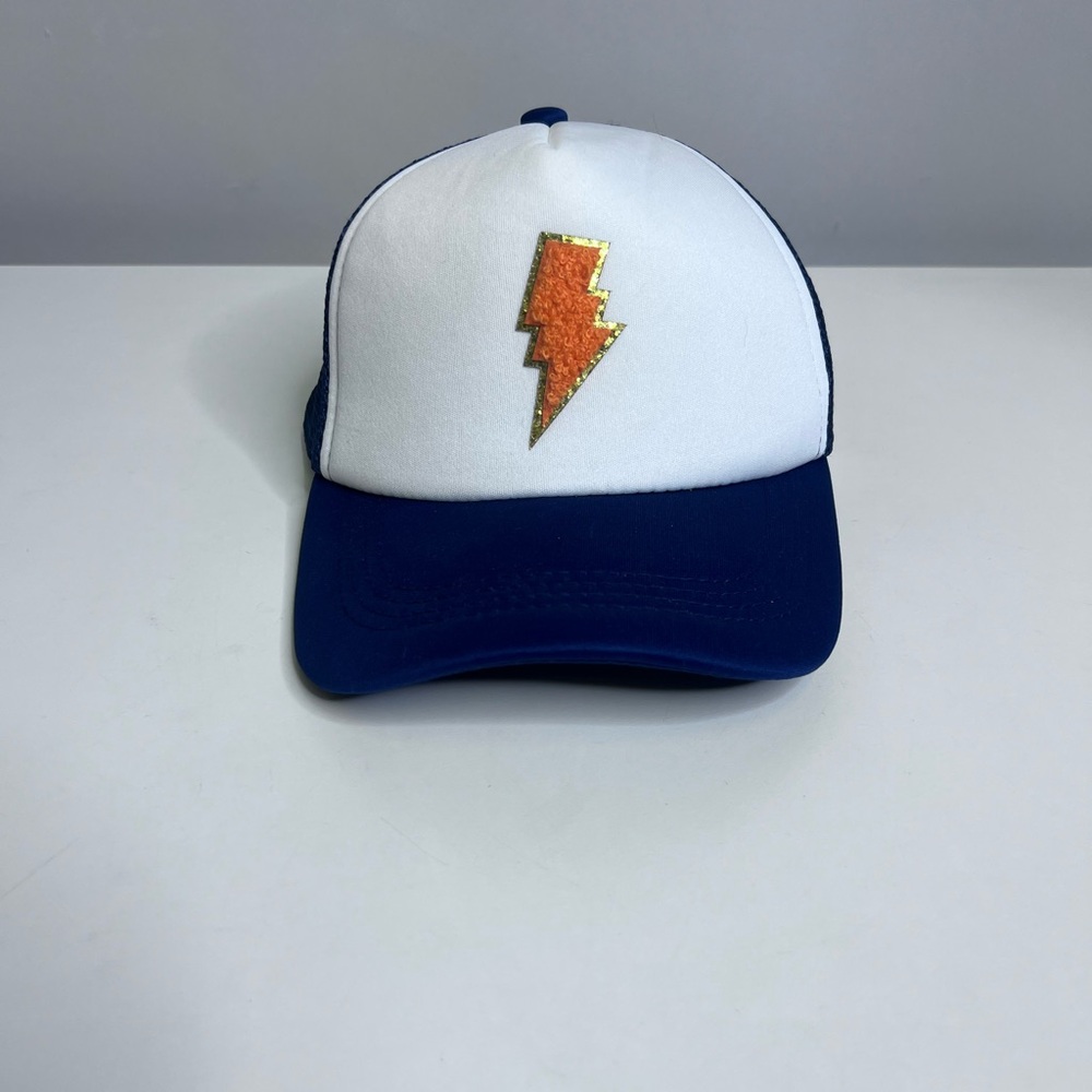 Blue And White Cap With Gold Lightning Bolt - Gem